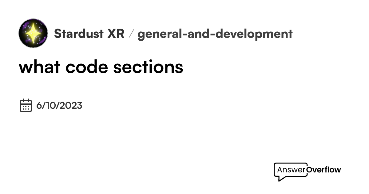 what code sections? - Stardust XR