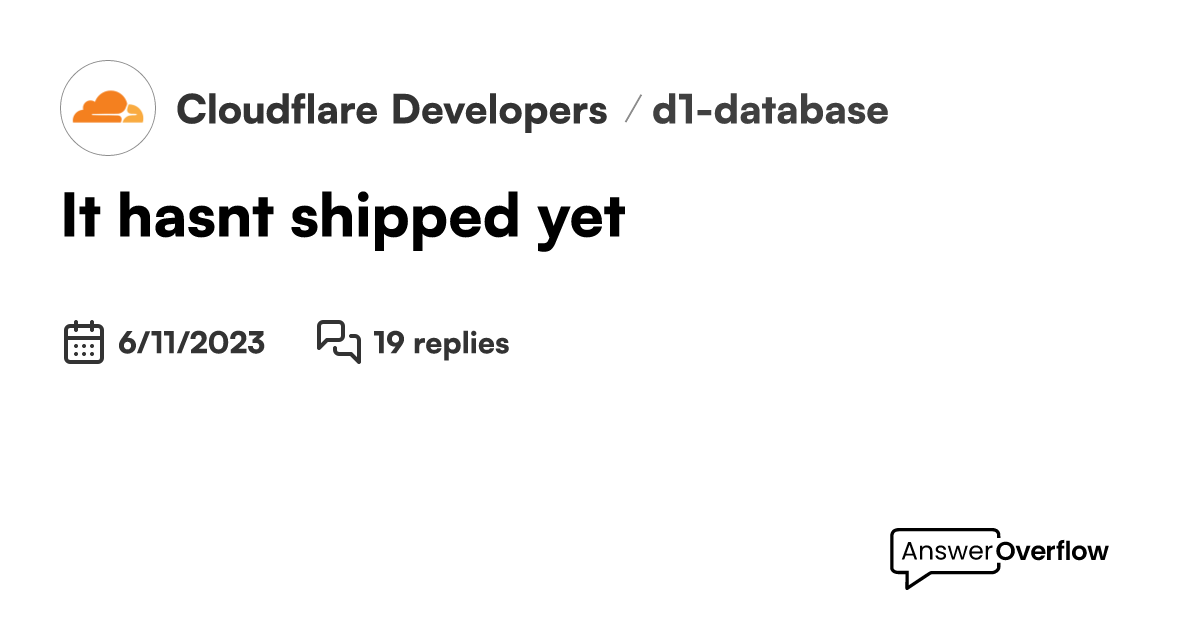 It hasn’t shipped yet. - Cloudflare Developers