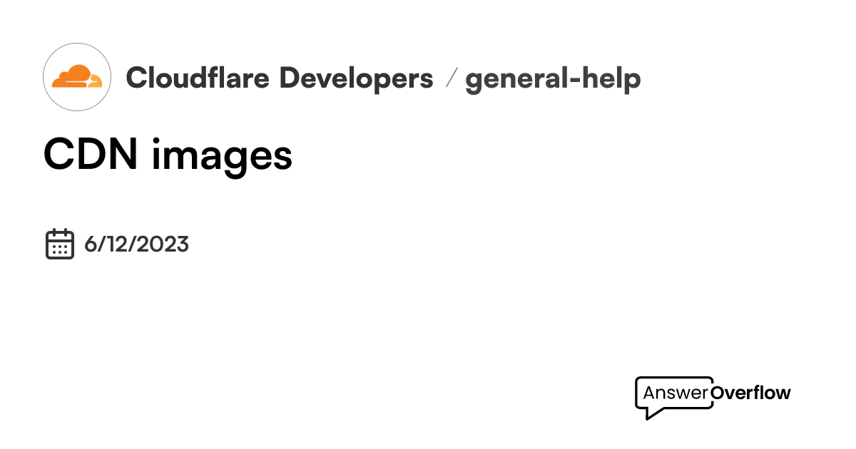 CDN images - Cloudflare Developers