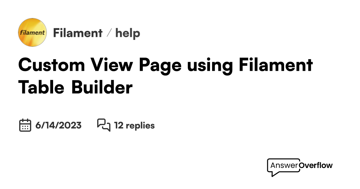 Custom View Page using Filament Table Builder - Filament