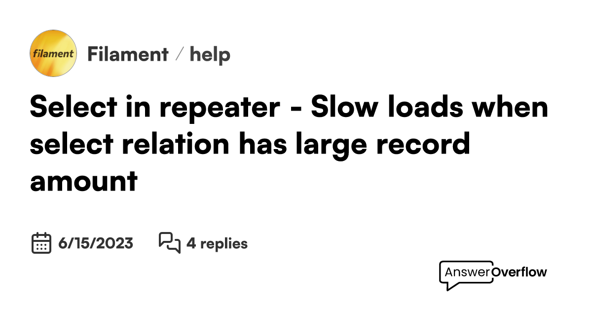 Select in repeater - Slow loads when select relation has large record amount - Filament