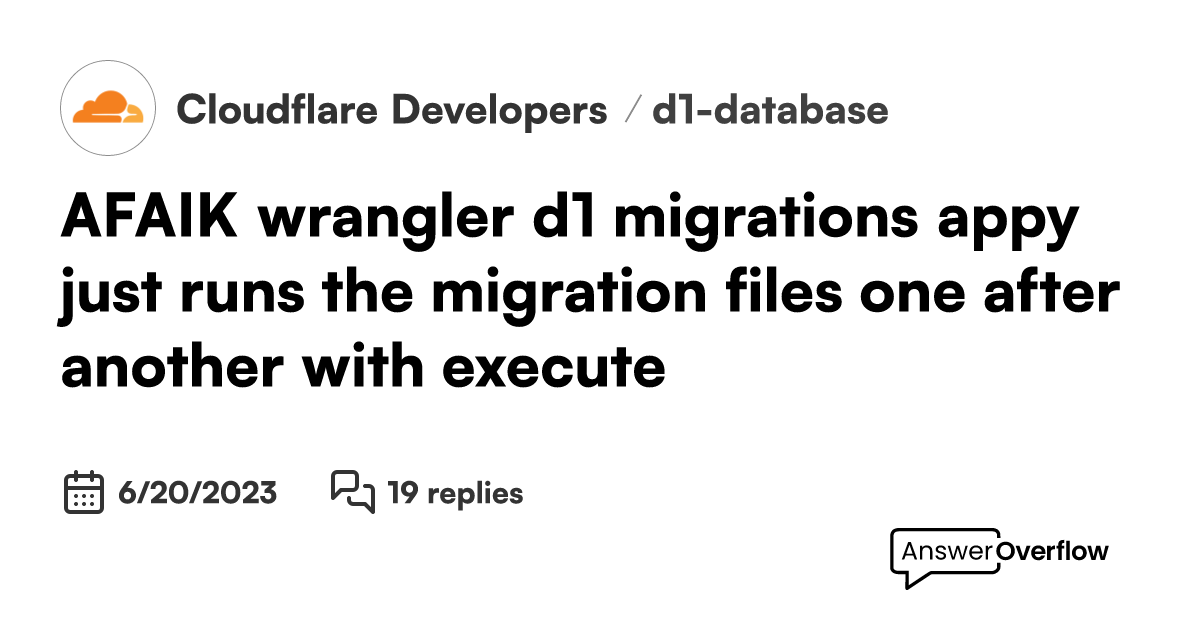AFAIK wrangler d1 migrations appy just runs the migration files one after another with execute ...