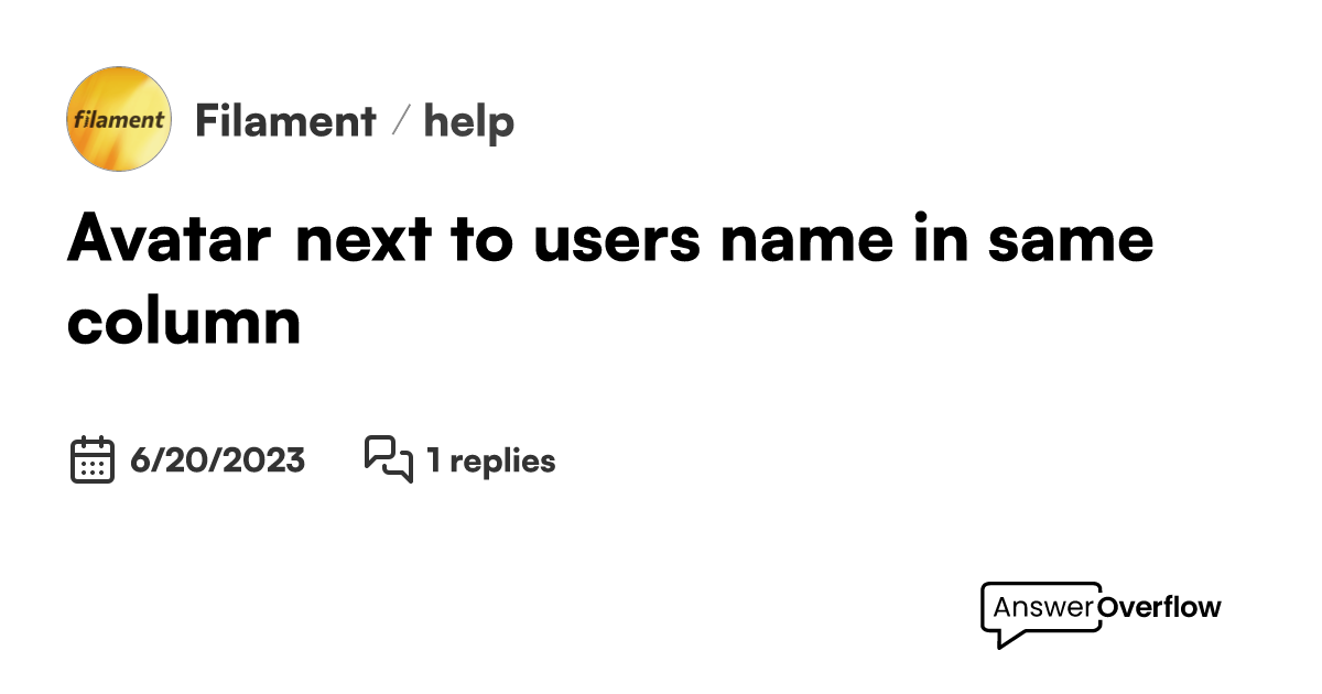 Avatar next to user's name in same column. - Filament