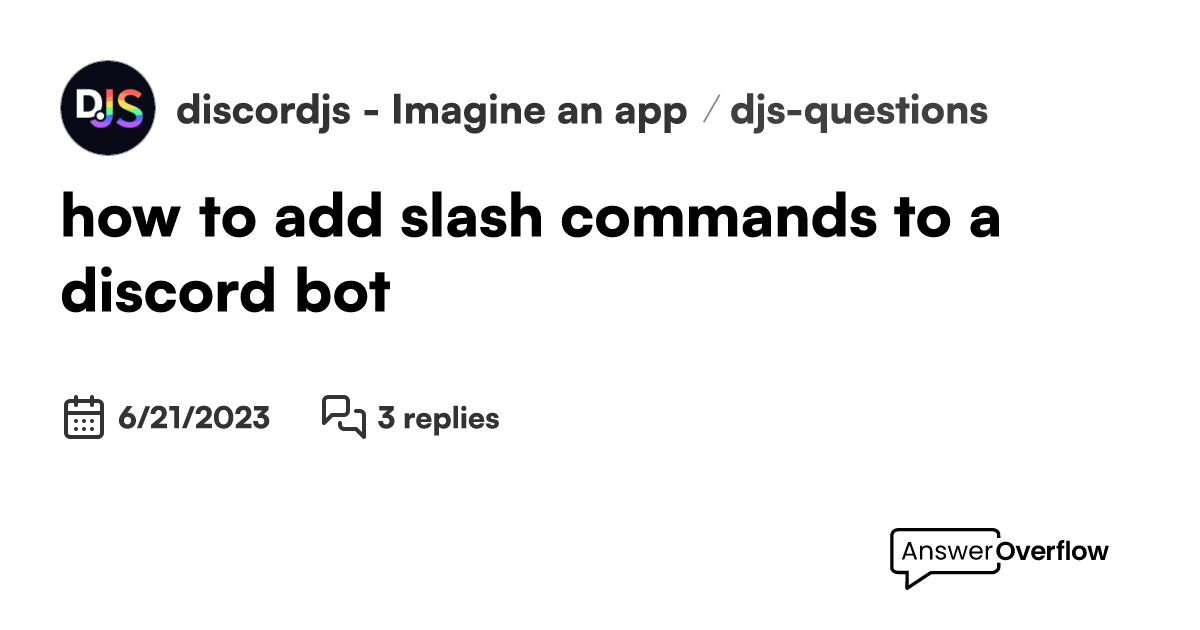 How To Add Slash Commands To A Discord Bot Discordjs Imagine An App