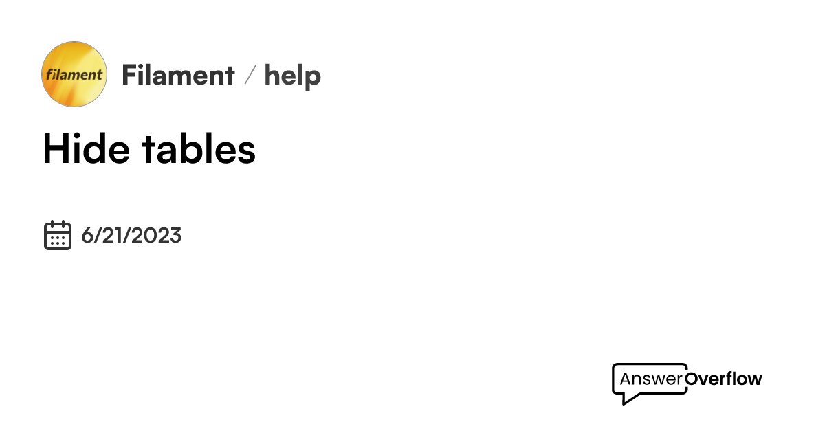 Hide tables - Filament