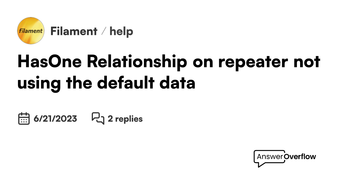 HasOne Relationship on repeater not using the default data - Filament