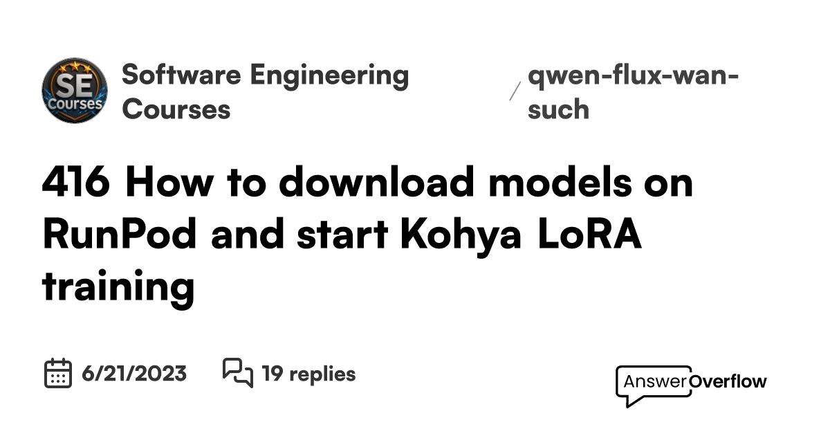 4:16 How to download models on RunPod and start Kohya LoRA training - Software Engineering ...