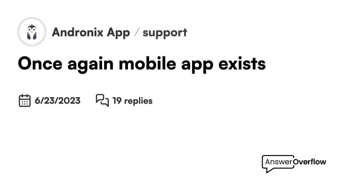 Once again, mobile app exists - Andronix App