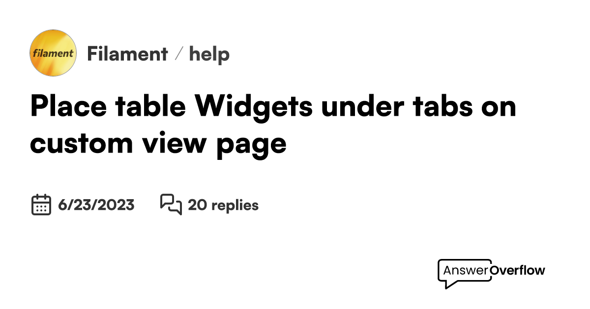 Place table Widgets under tabs on custom view page - Filament