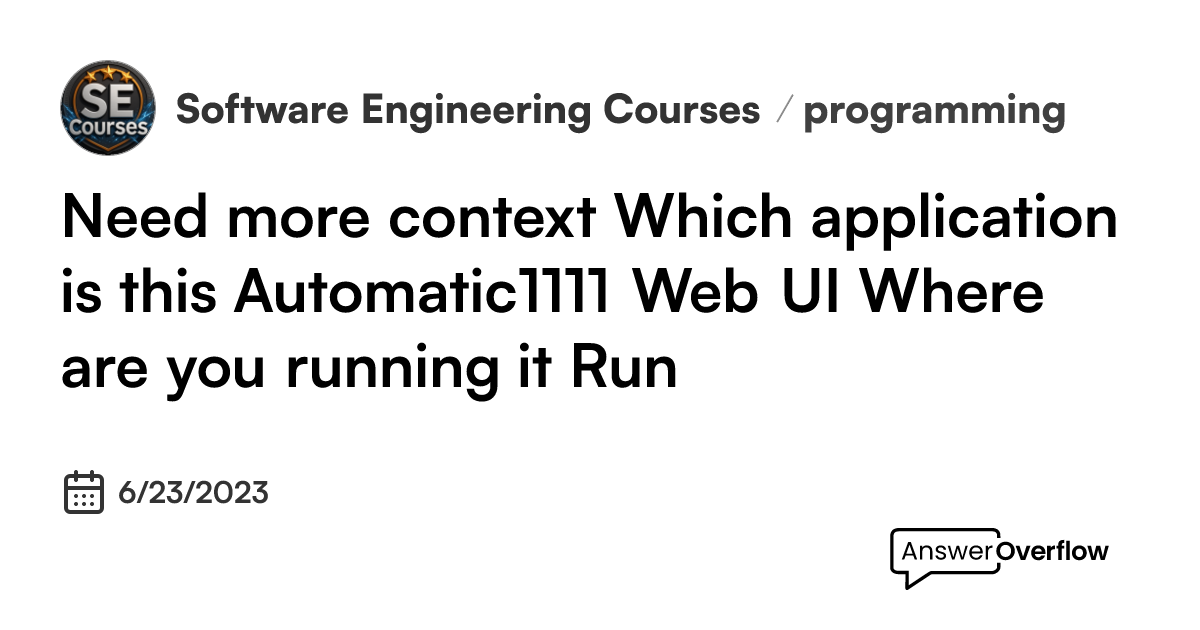 Need more context. Which application is this? Automatic1111 Web UI? Where are you running it ...
