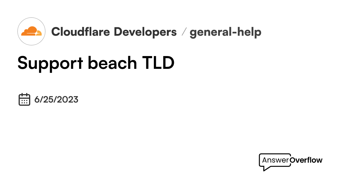 Support `.beach` TLD - Cloudflare Developers