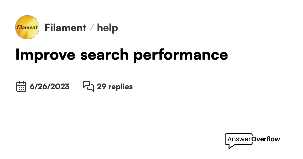 Improve search performance - Filament