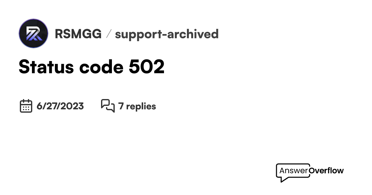 Status code 502 - RSM.GG ~ Freeroam