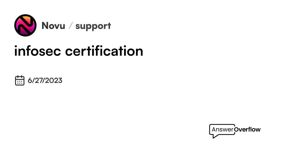 infosec certification? - Novu