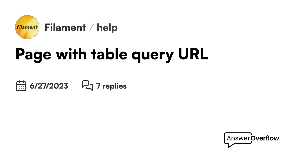 Page with table, query URL - Filament