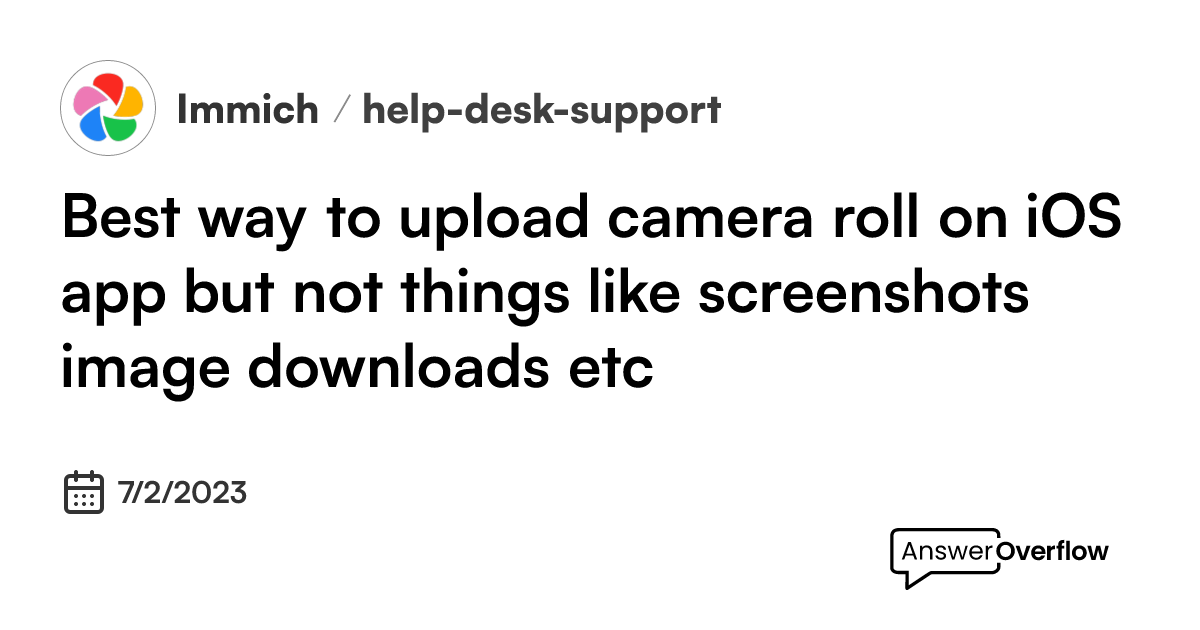 Best way to upload camera roll on iOS app, but not things like screenshots, image downloads, etc ...
