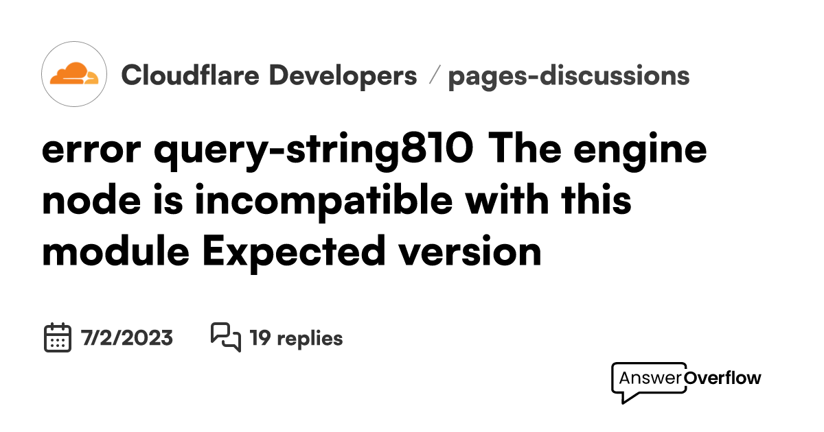 `error Query String810 The Engine Node Is Incompatible With This