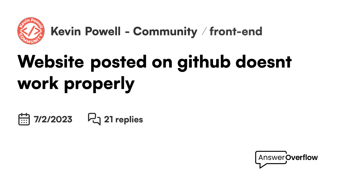 Website posted on github doesn't work properly - Kevin Powell - Community