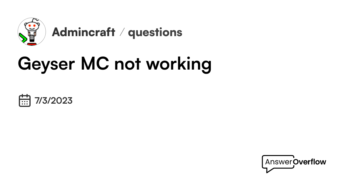 Geyser MC not working - Admincraft
