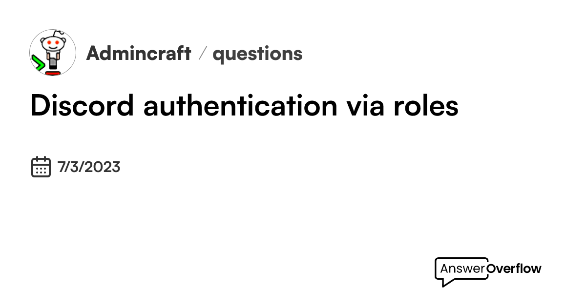 Discord authentication via roles? - Admincraft