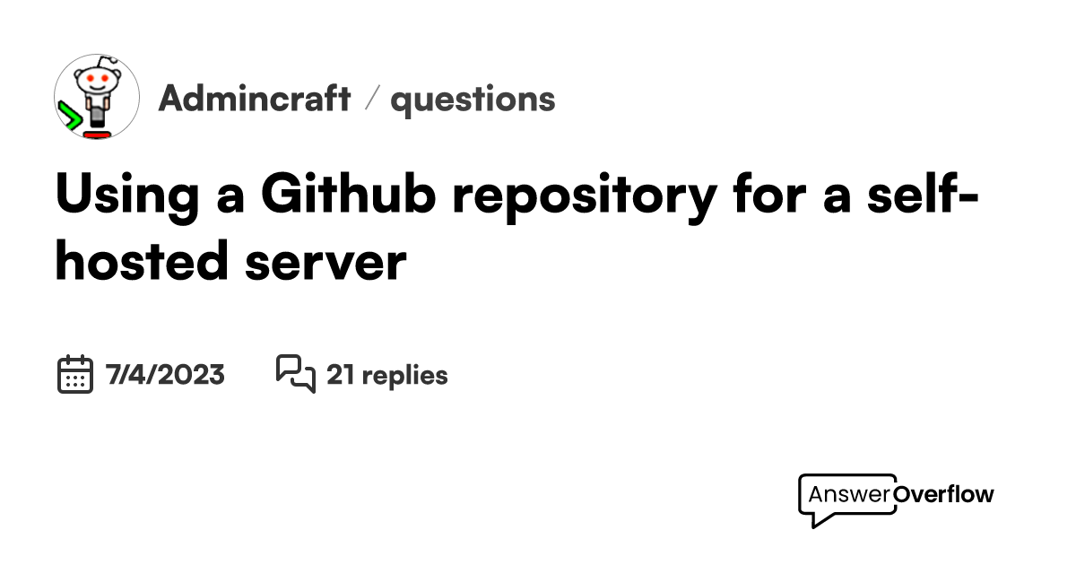 Using a Github repository for a self-hosted server - Admincraft