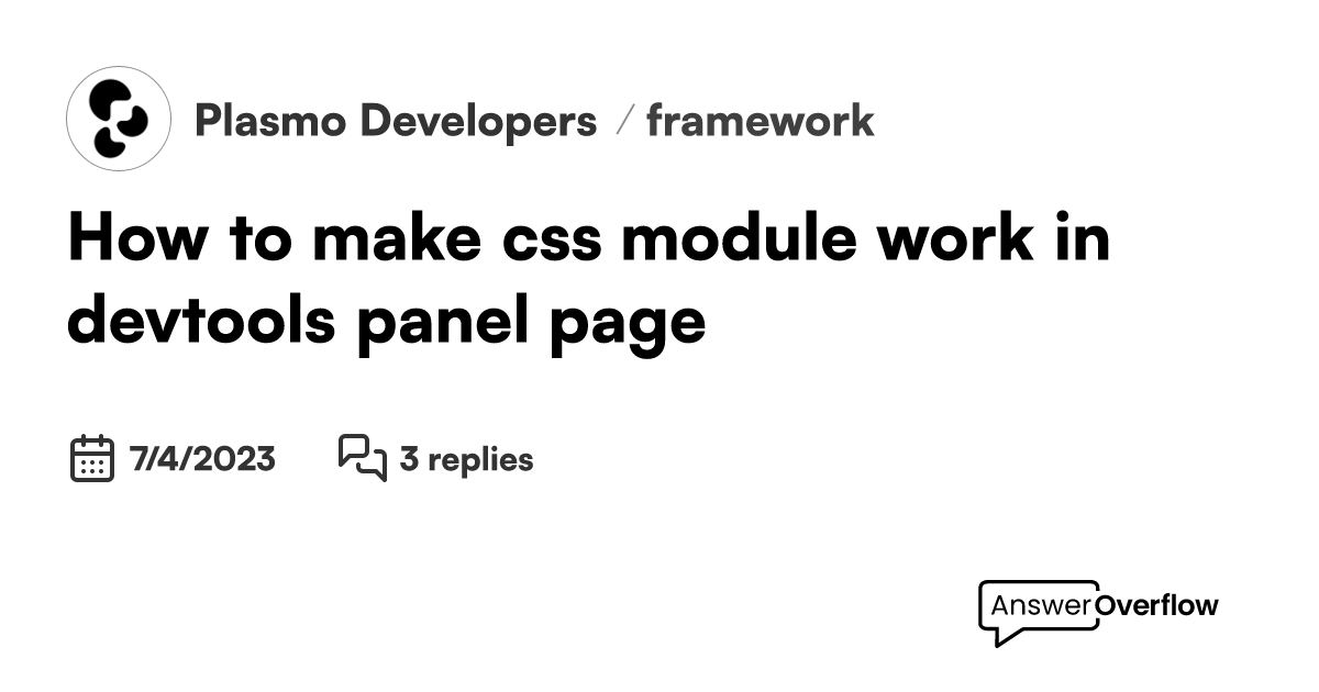 How to make css module work in devtools panel page ? - 🧩 Plasmo Developers