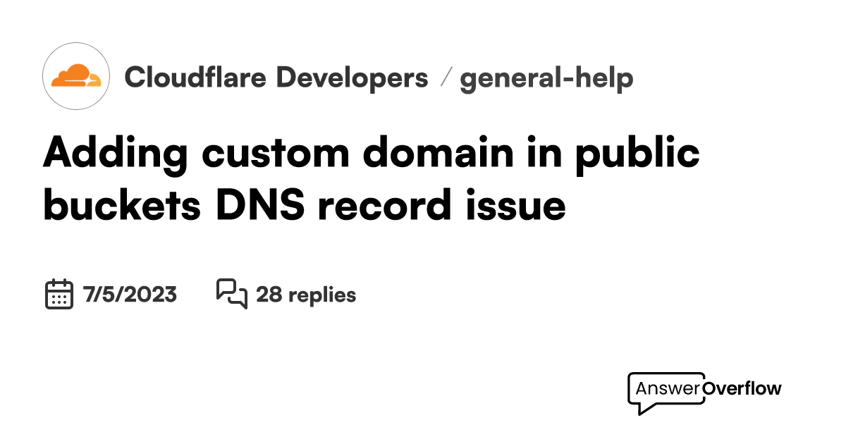 Adding custom domain in public buckets DNS record issue - Cloudflare Developers
