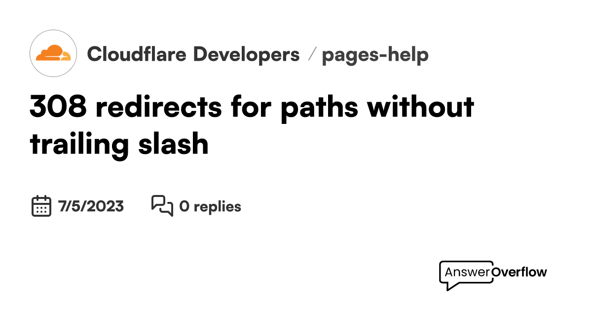 308 redirects for paths without trailing slash - Cloudflare Developers