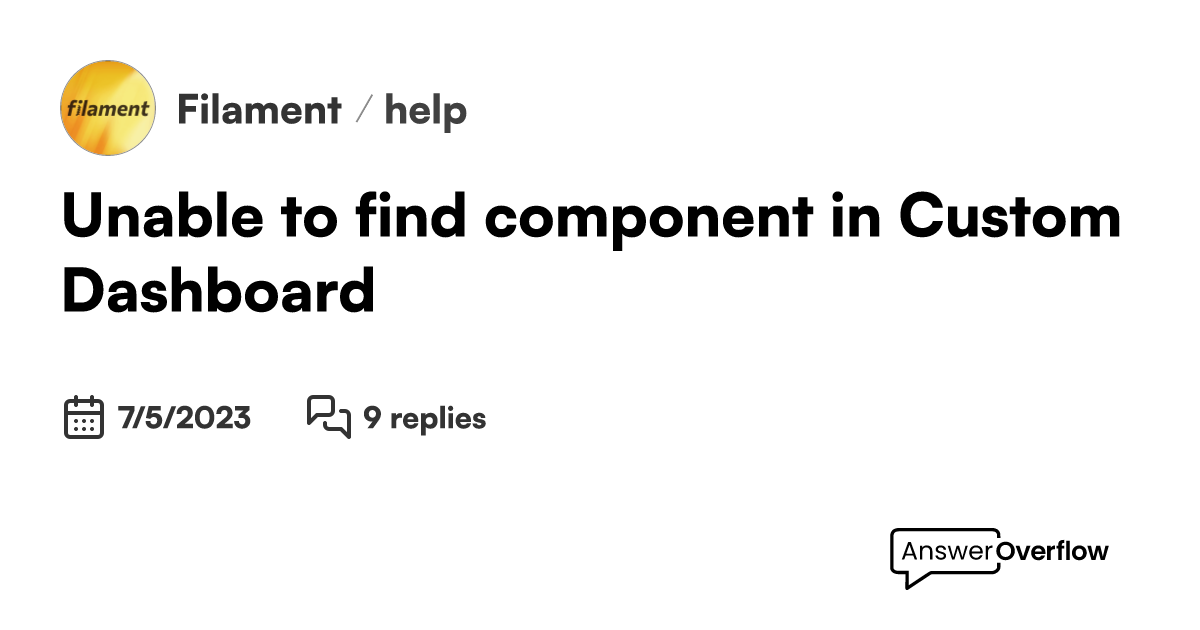 Unable To Find Component In Custom Dashboard Filament 