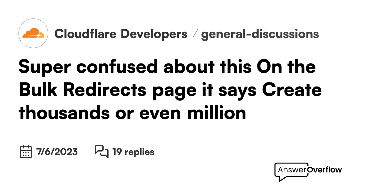 Super confused about this: On the "Bulk Redirects" page, it says "Create thousands (or even ...