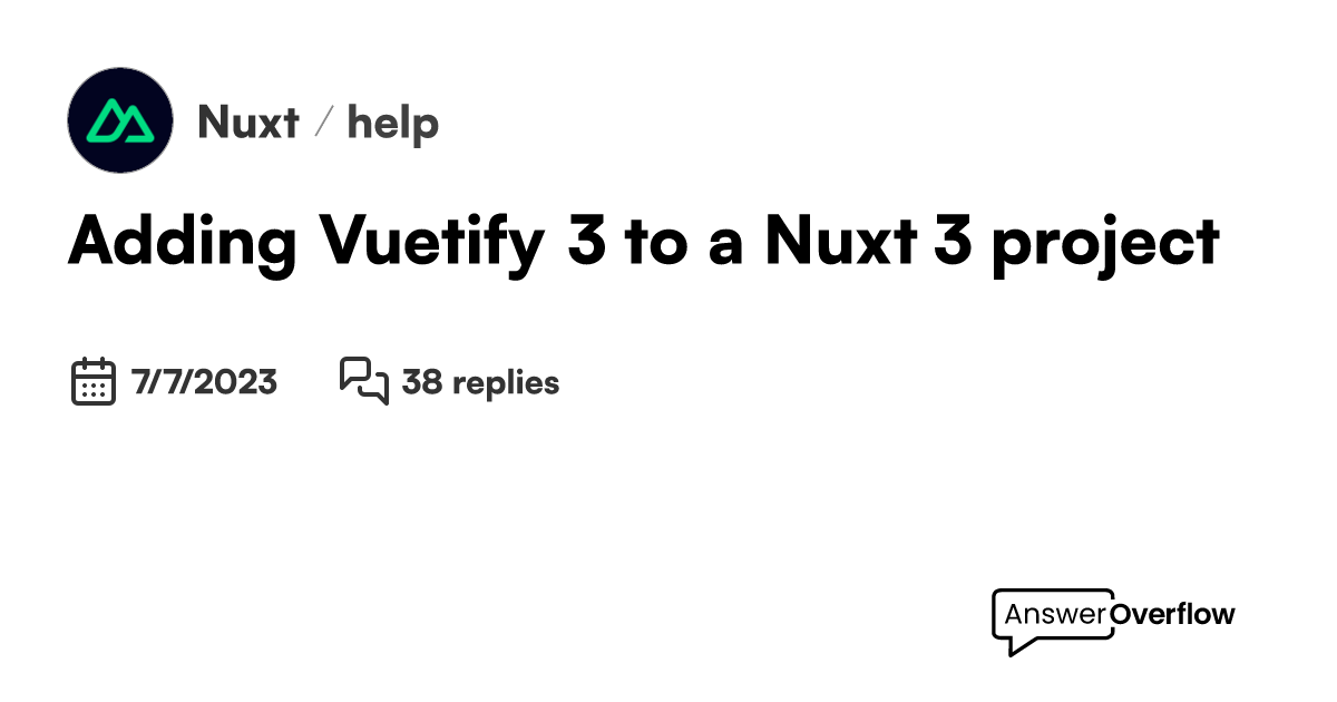 Adding Vuetify 3 to a Nuxt 3 project - Nuxt