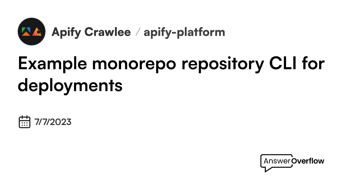 Example monorepo repository + CLI for deployments - Crawlee & Apify