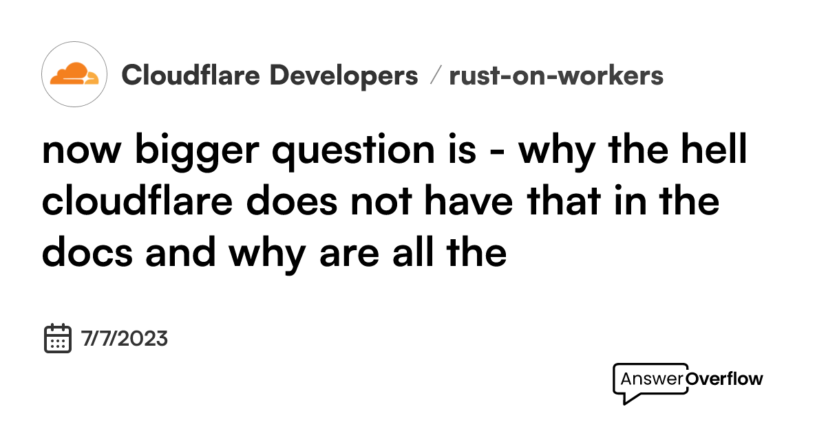 now bigger question is - why the hell cloudflare does not have that in ...
