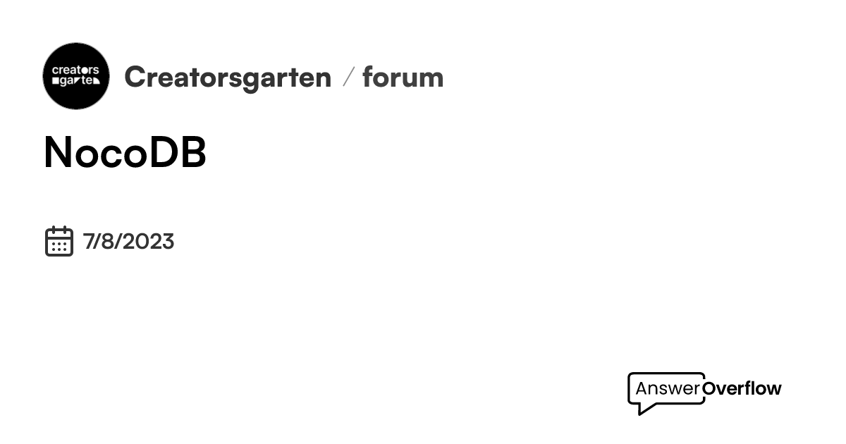NocoDB - Creatorsgarten