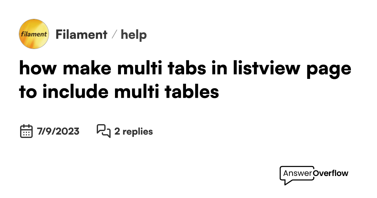 How Make Multi Tabs In Listview Page To Include Multi Tables Filament