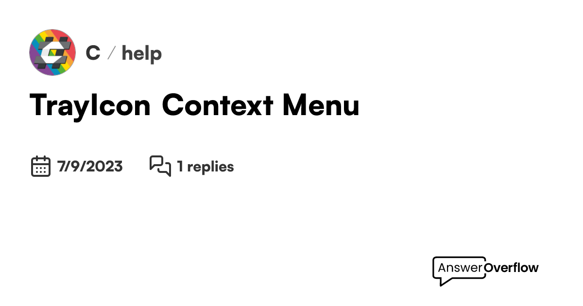 TrayIcon Context Menu - C#
