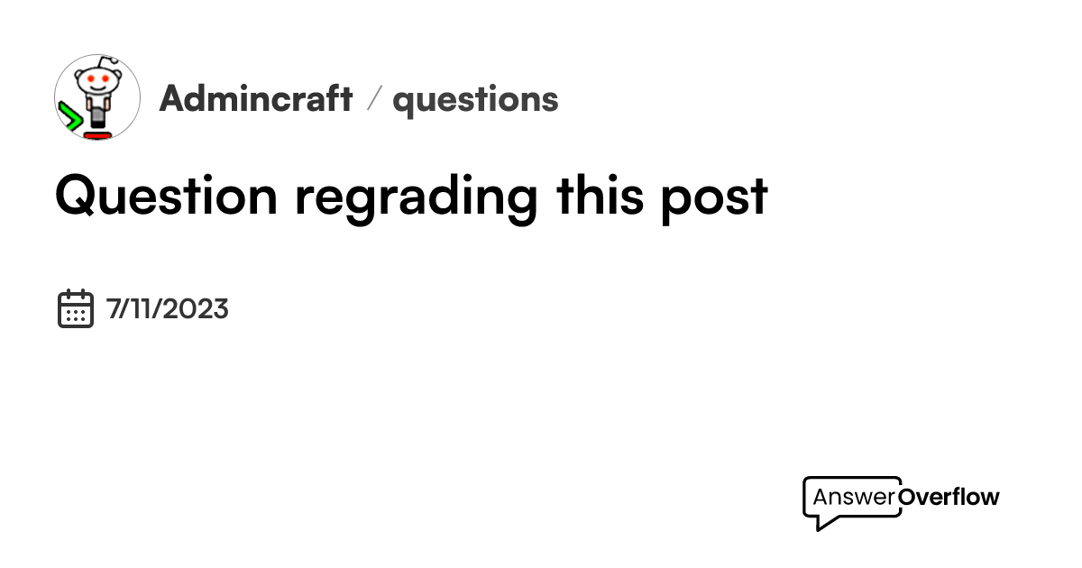 Question regrading this post - Admincraft