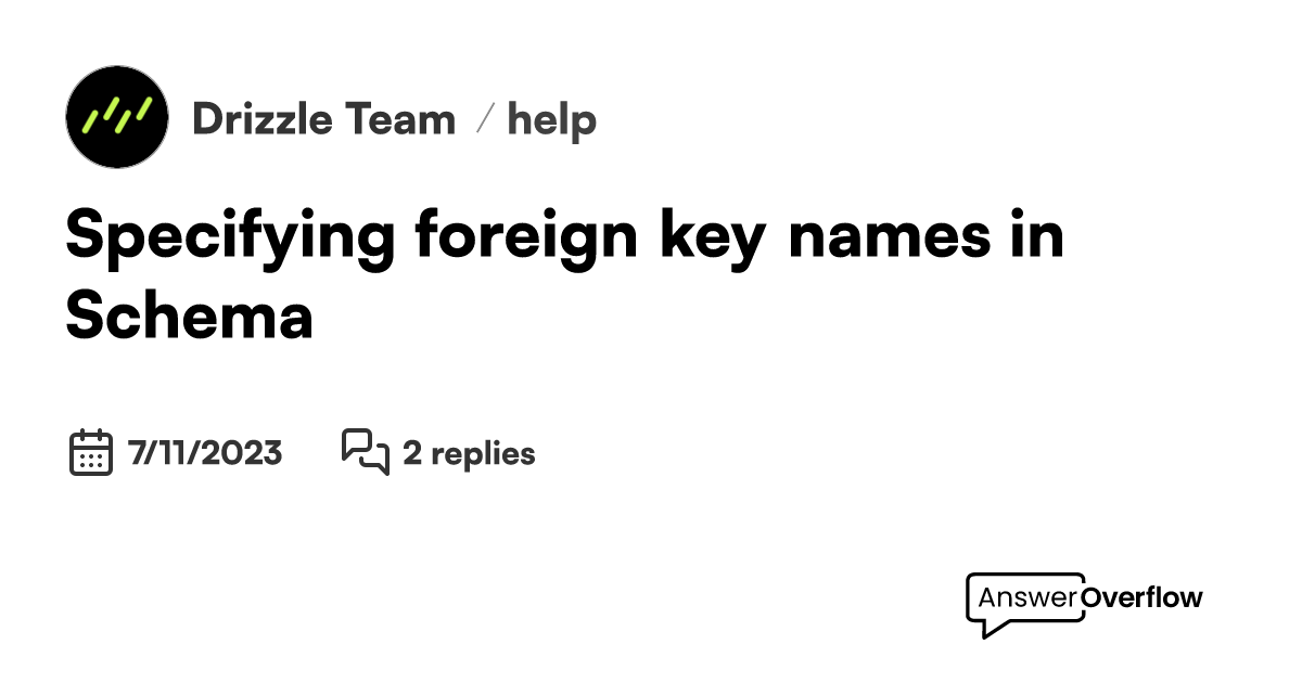 Specifying Foreign Key Names In Schema Drizzle Team