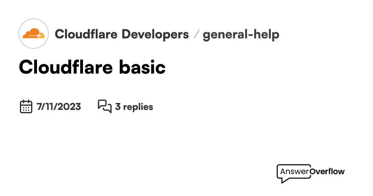 Cloudflare basic - Cloudflare Developers