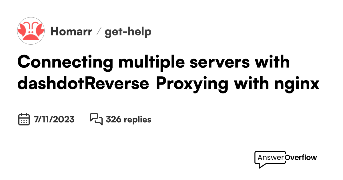 Connecting Multiple Servers With Dashdotreverse Proxying With Nginx Homarr