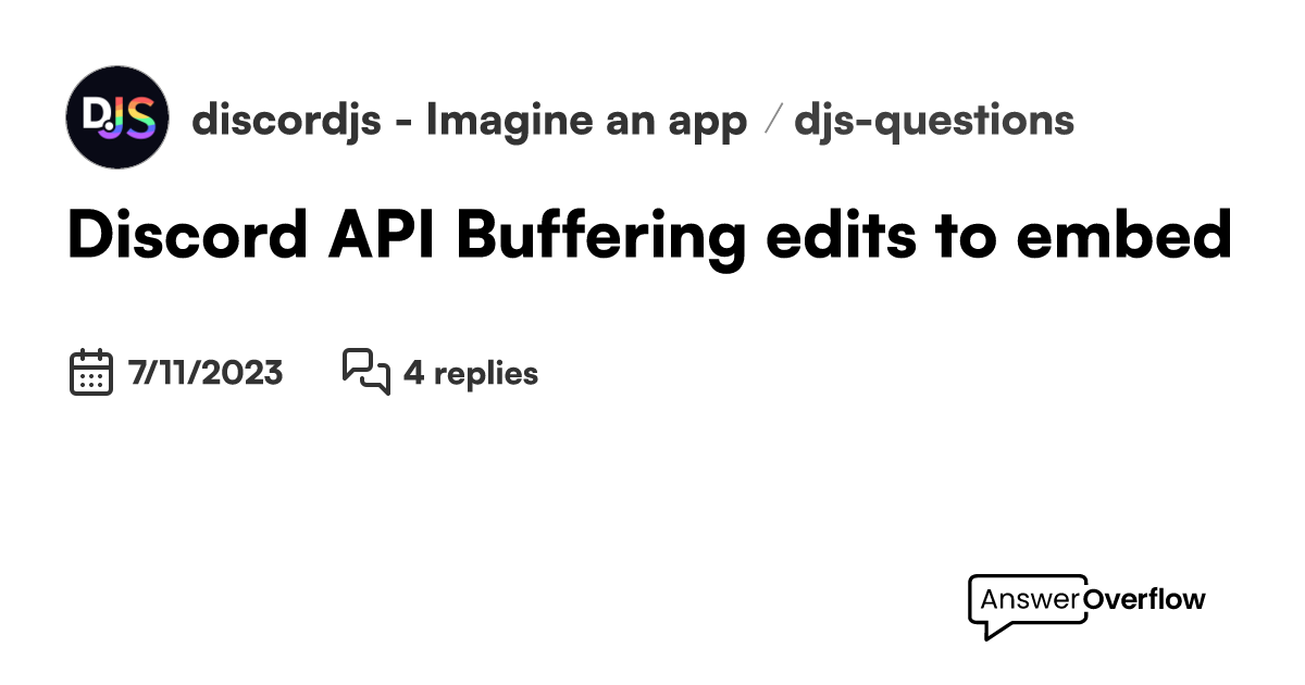 Discord Api Buffering Edits To Embed Discordjs Imagine An App
