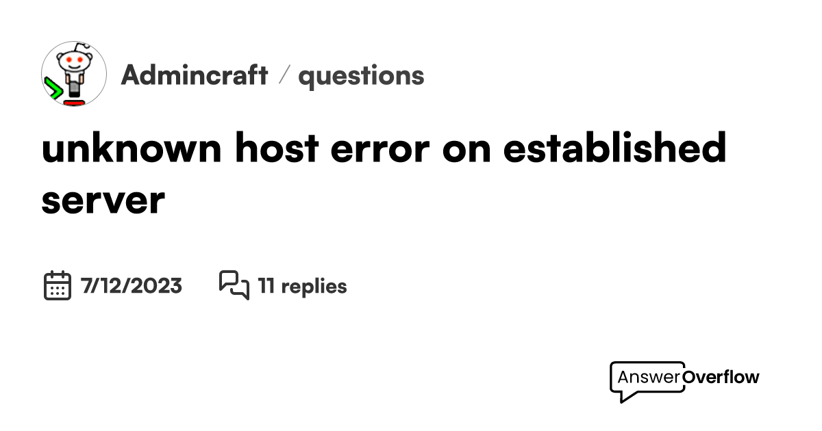 unknown host error on established server - Admincraft