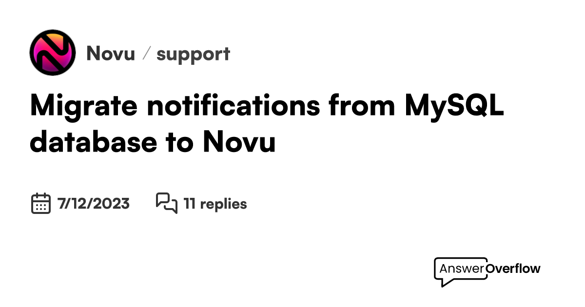Migrate notifications from MySQL database to Novu - Novu