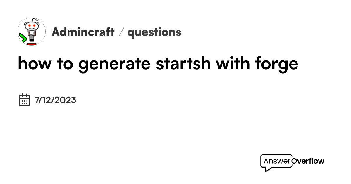 how to generate start.sh with forge - Admincraft