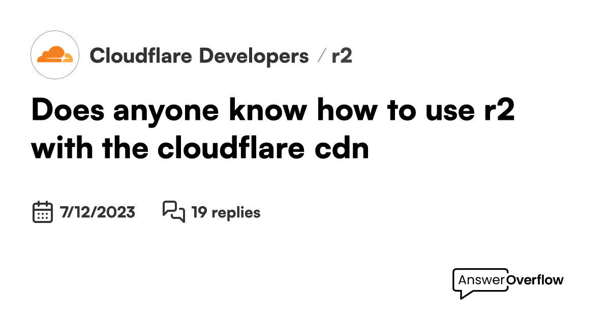 Does anyone know how to use r2 with the cloudflare cdn - Cloudflare Developers