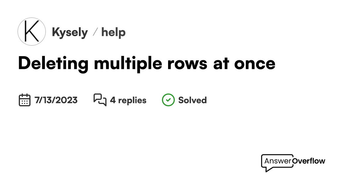 Deleting multiple rows at once - Kysely