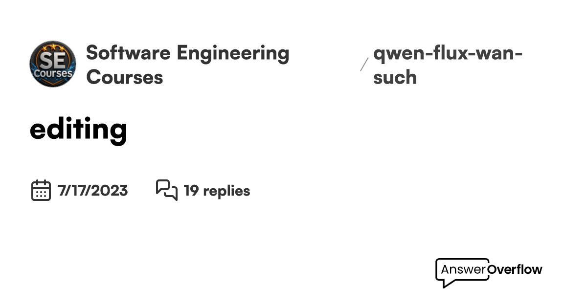 editing - Software Engineering Courses (SECourses)