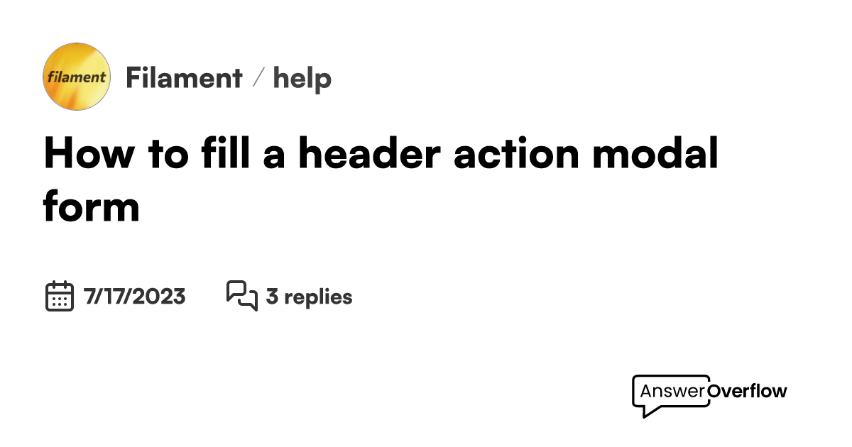 How to fill a header action modal form? - Filament