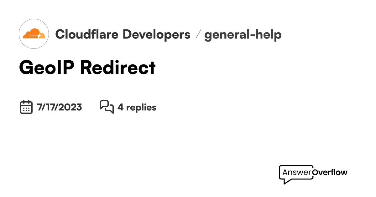 GeoIP Redirect. - Cloudflare Developers