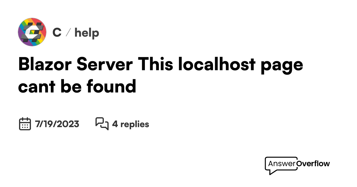 Blazor Server: "This localhost page can't be found" - C#
